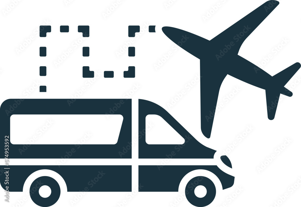 Airport shuttle icon. Monochrome simple sign from airport elements ...