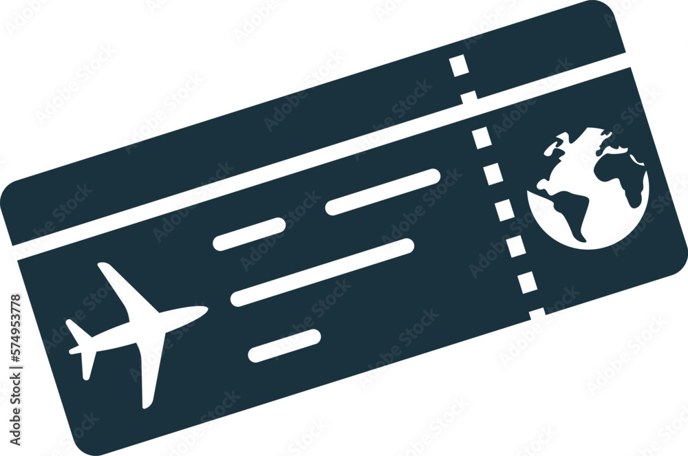 Flight ticket icon. Monochrome simple sign from airport elements ...
