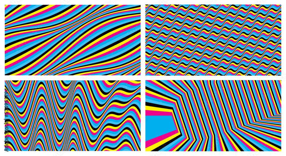 Wavy pattern with optical illusion. Abstract striped background. 3d ...