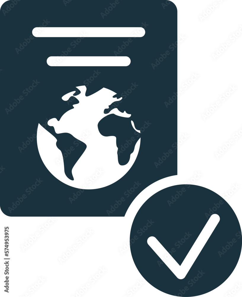 Passport control icon. Monochrome simple sign from airport elements ...