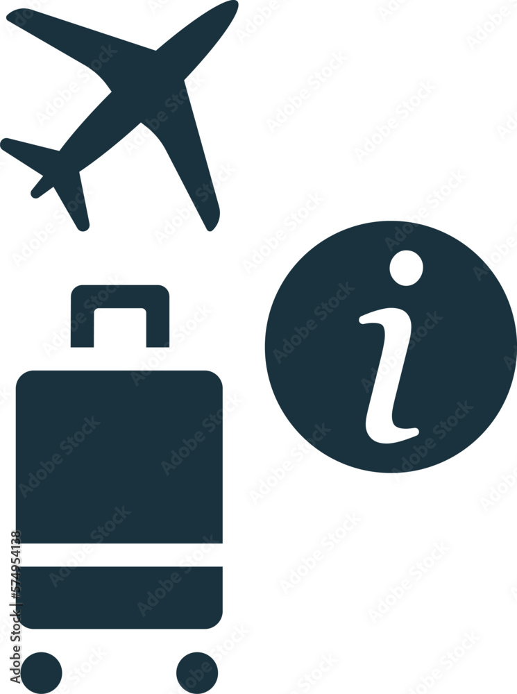 Tourist information icon. Monochrome simple sign from airport elements ...