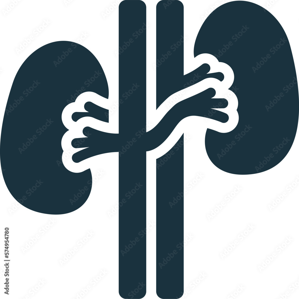 Kidneys icon. Monochrome simple sign from anatomy collection. Kidneys ...