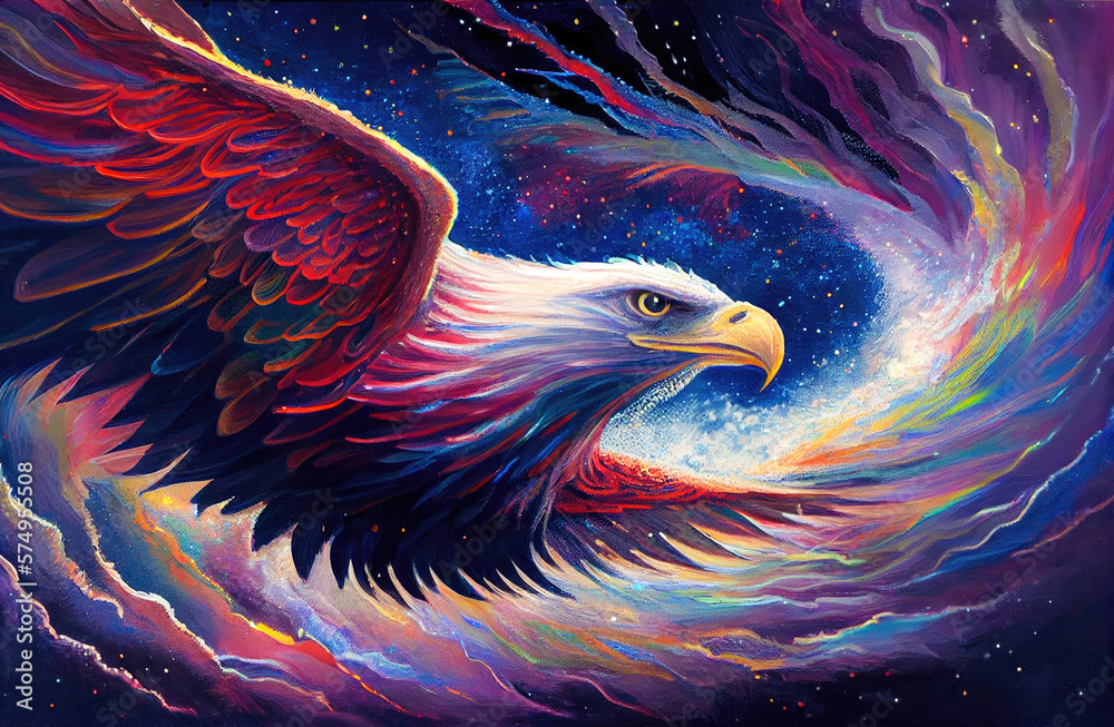 Colorful oil painting of a Bald Eagle portrait. Generative AI. Stock ...