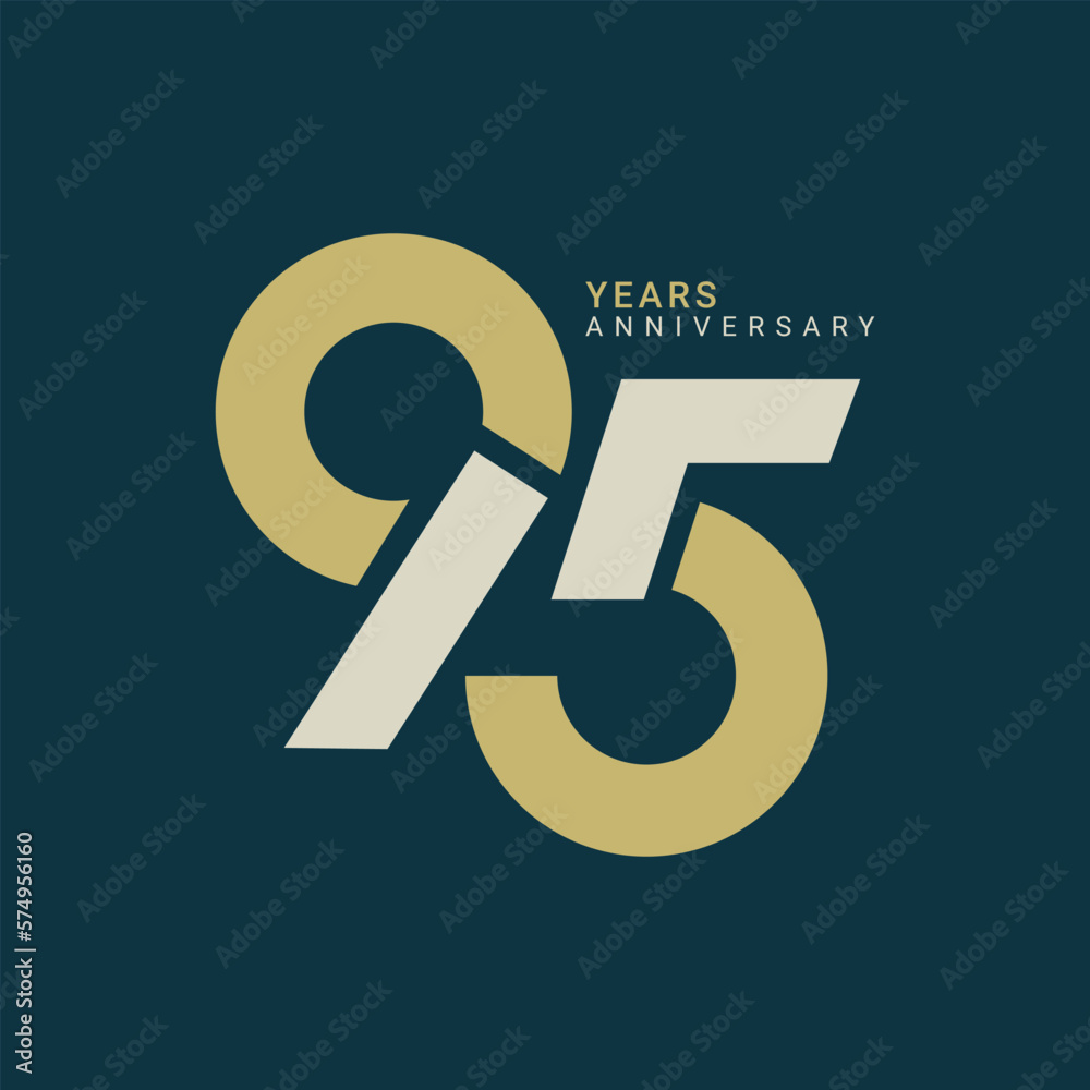 95th, 95 Years Anniversary Logo, Golden Color, Vector Template Design ...