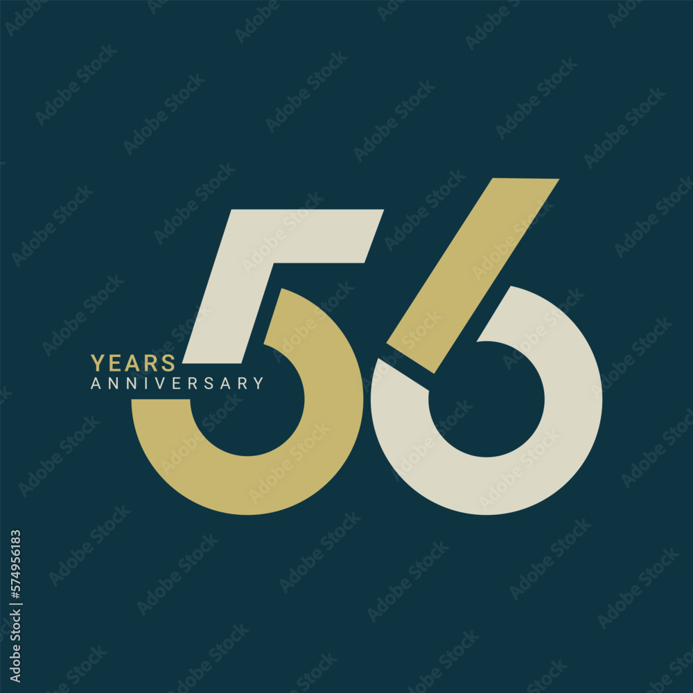 56th, 56 Years Anniversary Logo, Golden Color, Vector Template Design ...