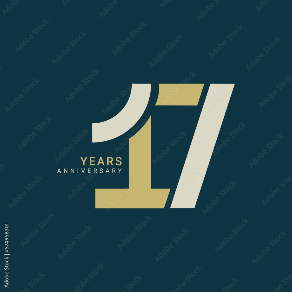 17th, 17 Years Anniversary Logo, Golden Color, Vector Template Design ...