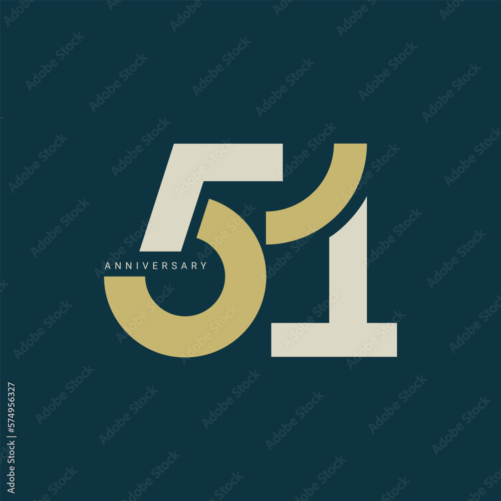 51st, 51 Years Anniversary Logo, Vector Template Design element for ...