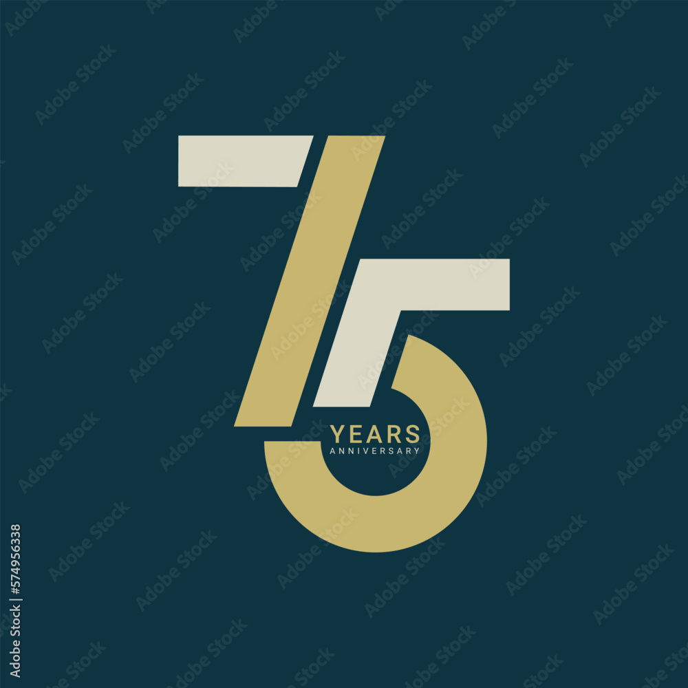 75th, 75 Year Anniversary Logo, Golden Color, Vector Template Design ...