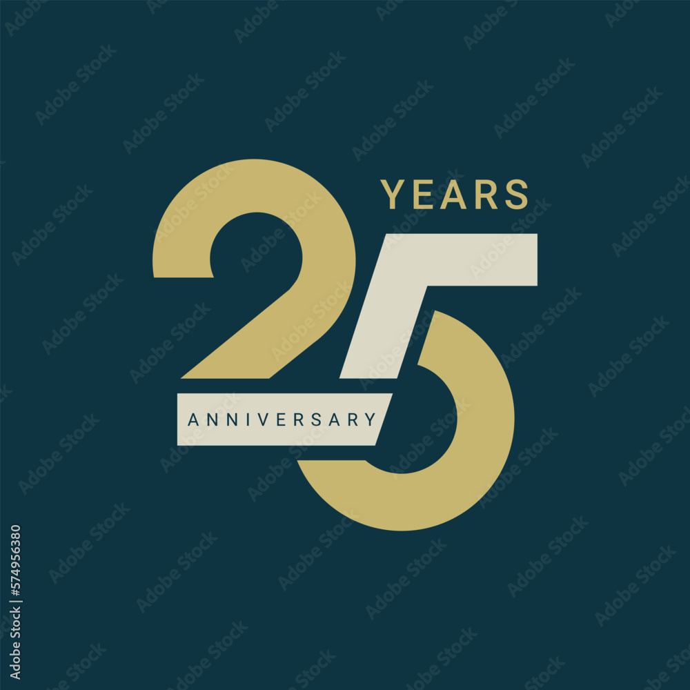 25th, 25 Years Anniversary Logo, Golden Color, Vector Template Design ...