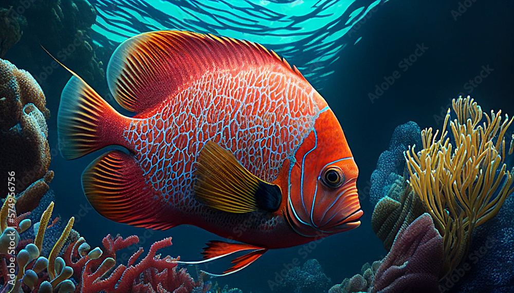 Borde De Peces Tropicales Big Pack Of Tropical Fishes Over A Coral
