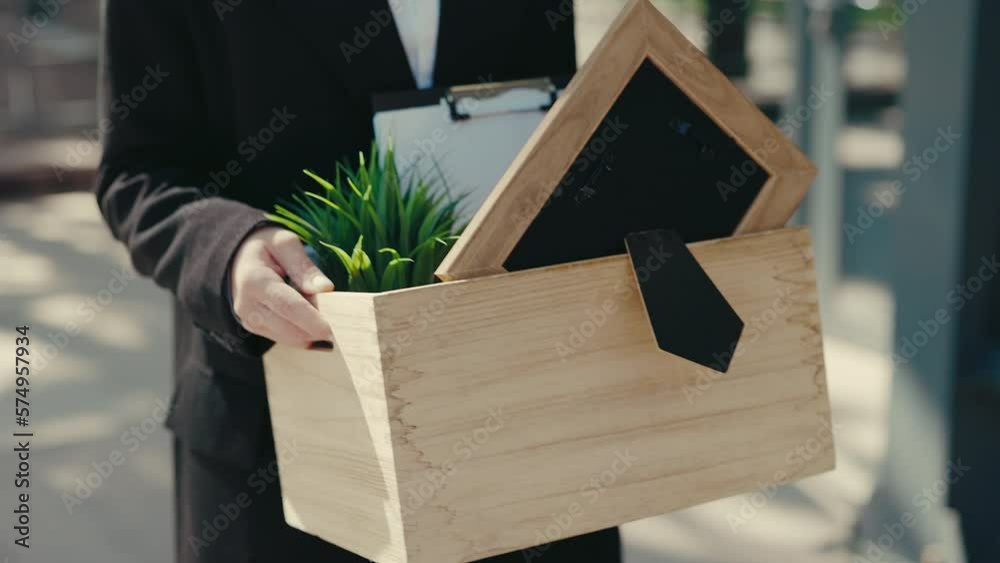 Close Up View of the Hands Holding the Box with Containing Work Items ...