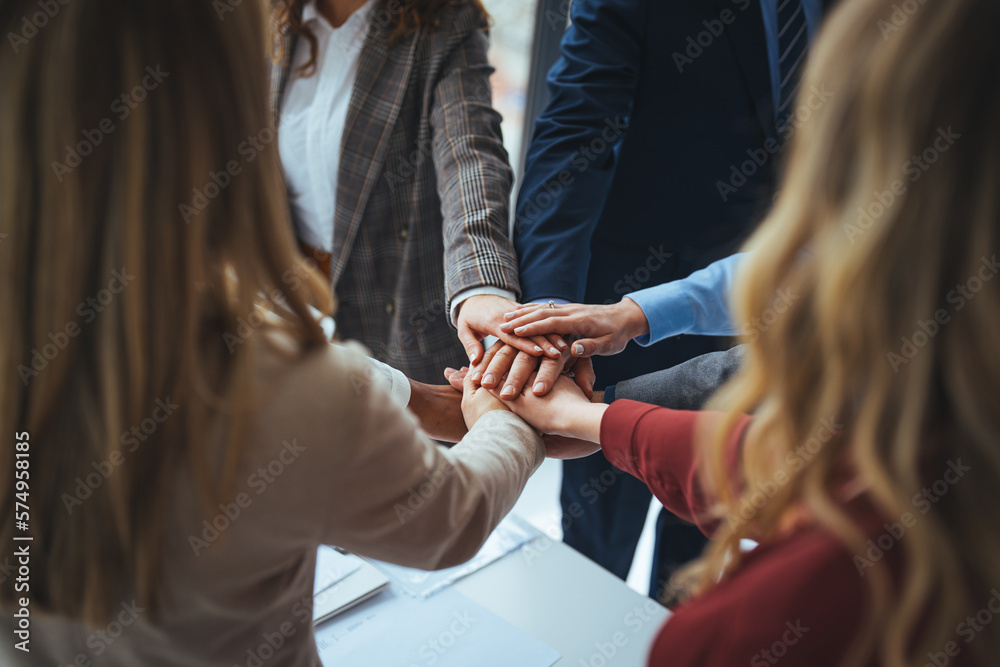 Large sea of hands. Group of business workers standing with hands ...
