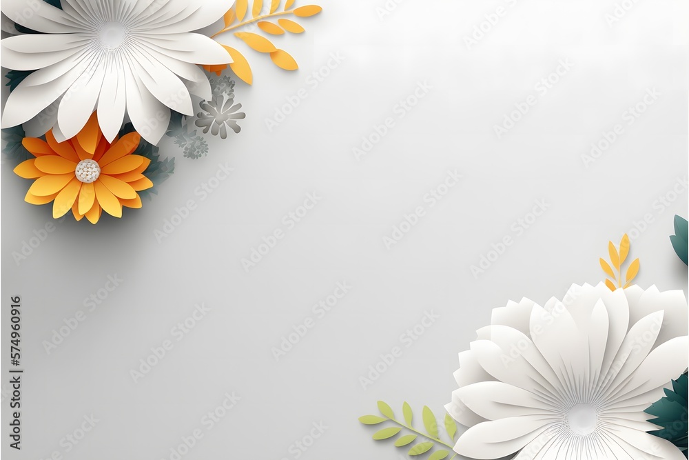 Floral wallpaper or background for card design with flowers on corner ...