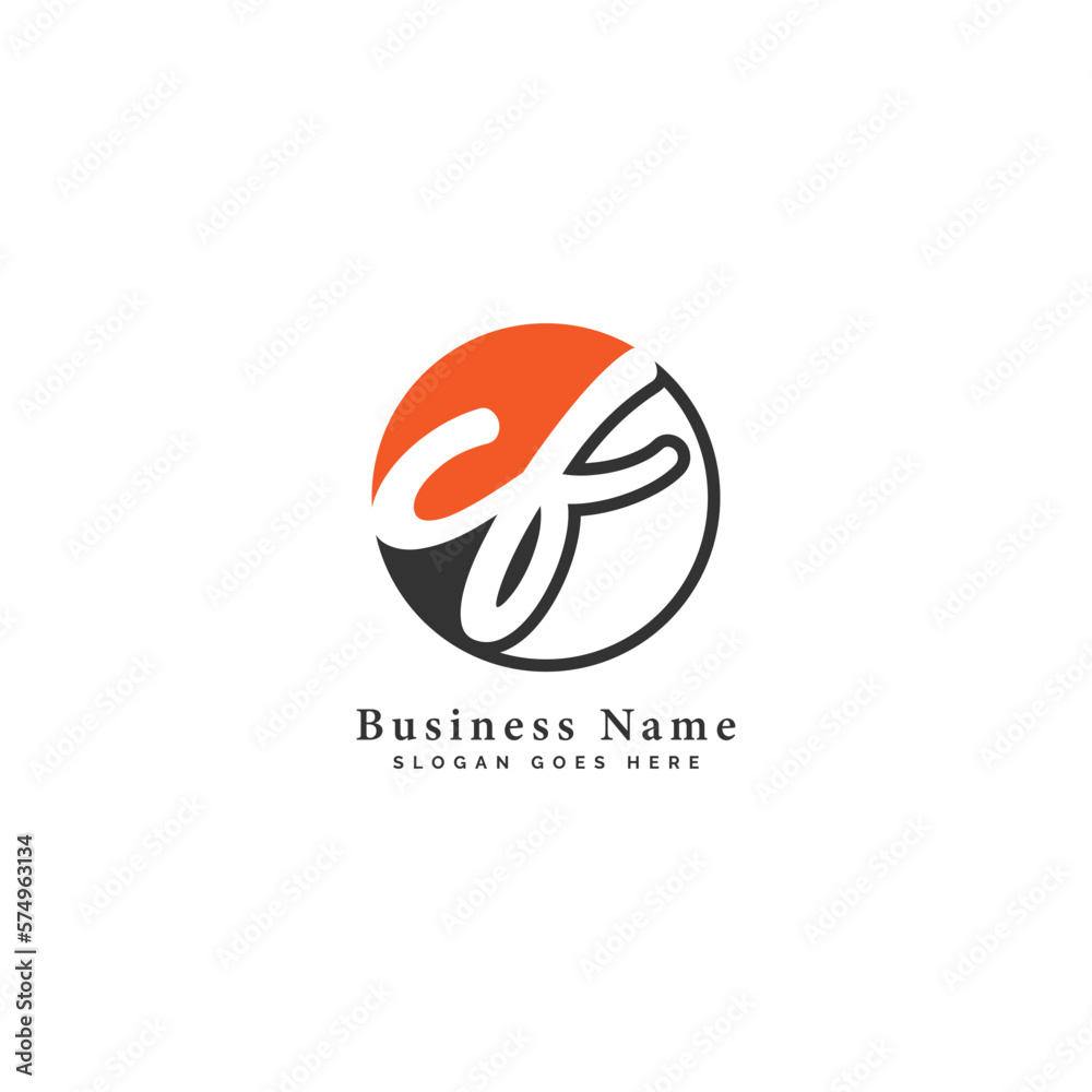 C, F, CF Initial letter handwritten and signature vector image template ...
