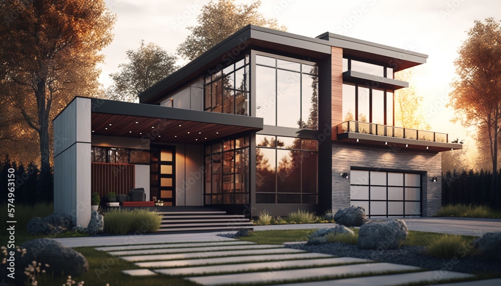 Very Modern Building Architecture With Geometric Lines and Glass Facade ...