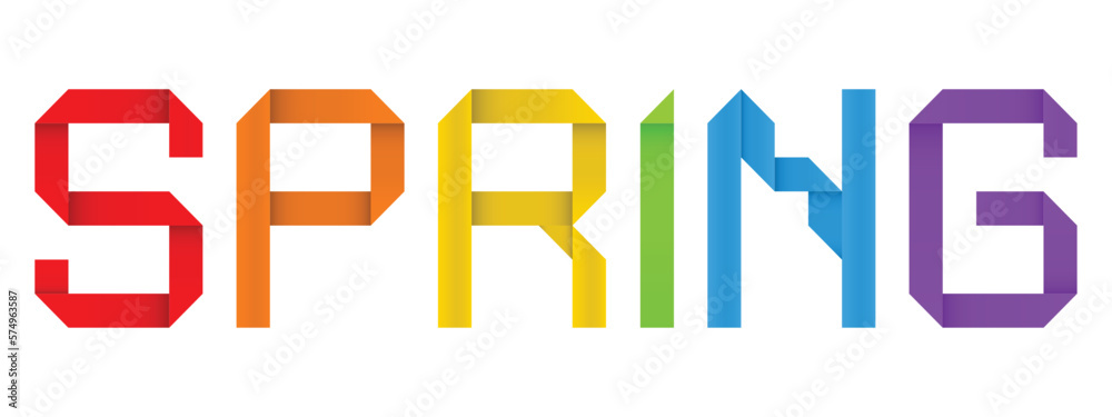 Vector concept or conceptual paper origami font forming the SPRING word ...