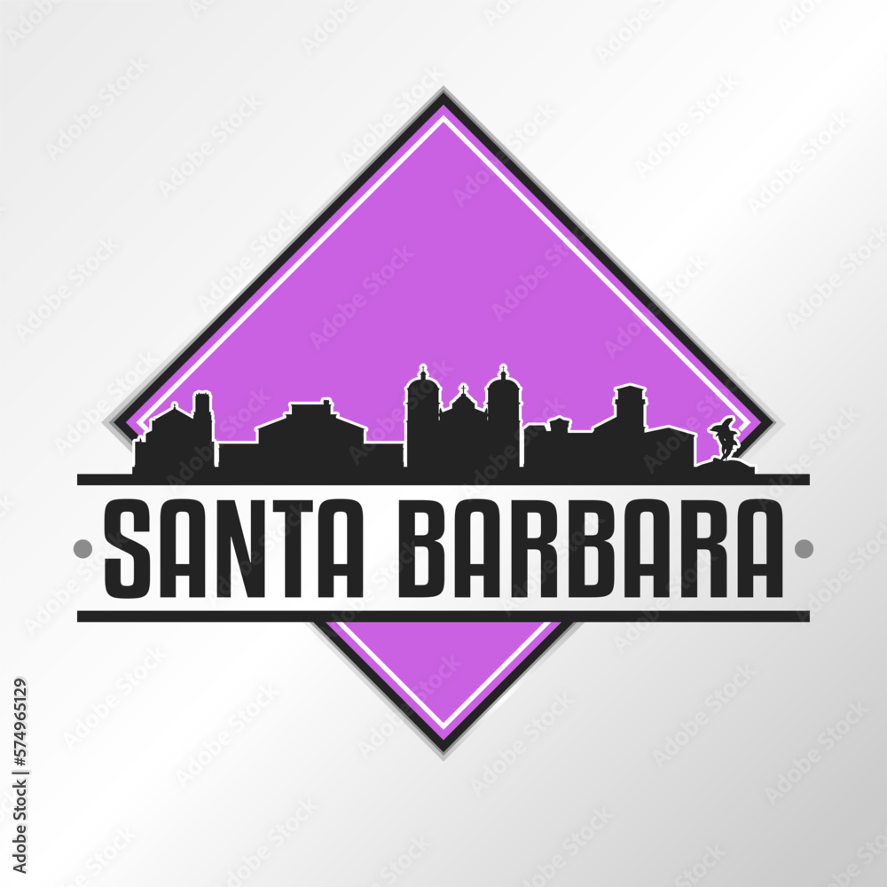 Santa Barbara, CA, USA Skyline Logo. Adventure Landscape Design Vector ...