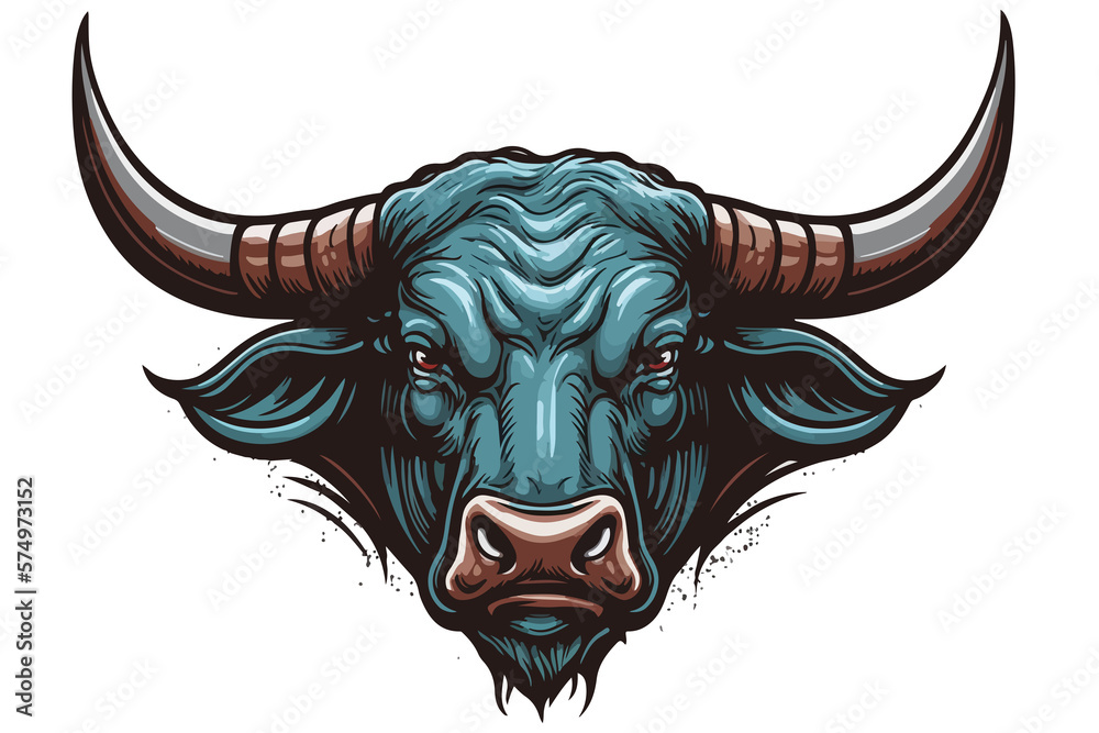 bull cartoon illustration on transparent background, png, bull logo ...