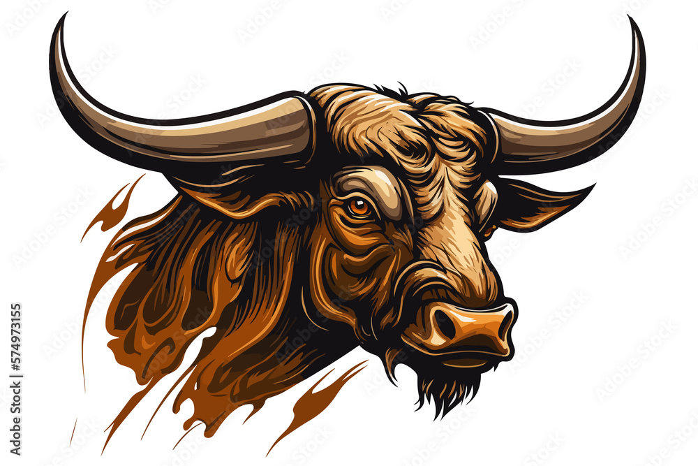 bull cartoon illustration on transparent background, png, bull logo ...