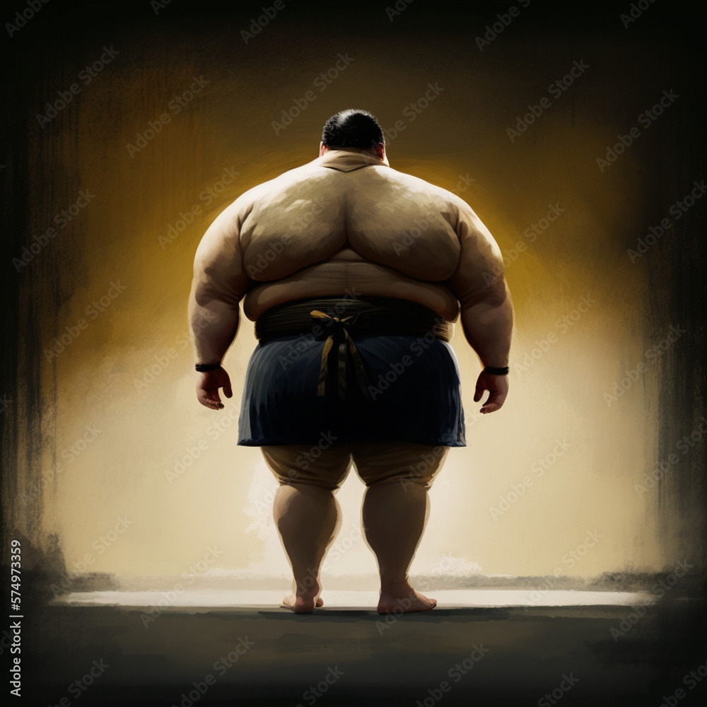 Back view of a sumo wrestler. Generative AI. Stock Illustration | Adobe ...