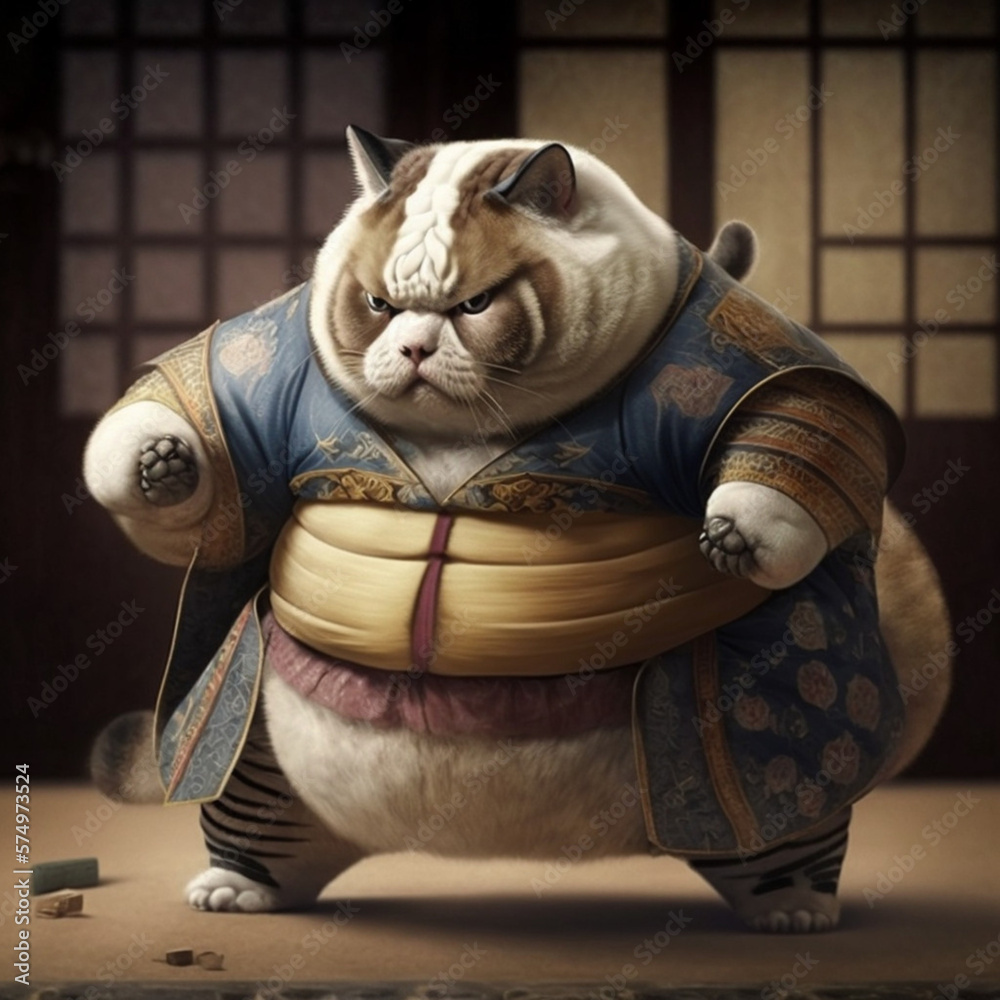 Sumo wrestler cat. Generative AI. Stock Illustration | Adobe Stock