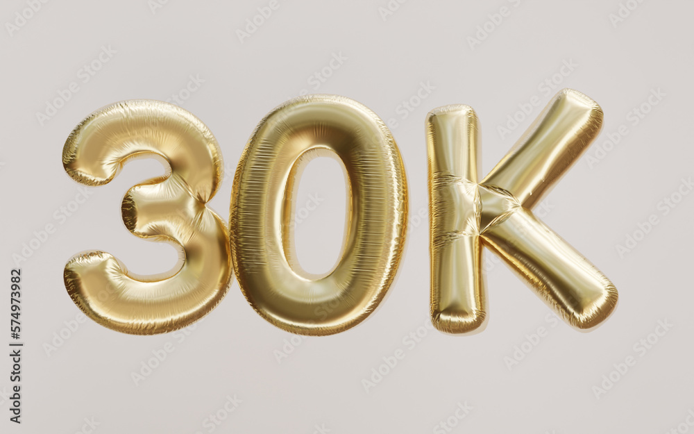 30k gold balloon foil text 3d. Thank you, achievement, celebration ...