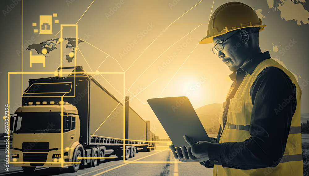 Business and technology digital future of cargo containers logistics ...