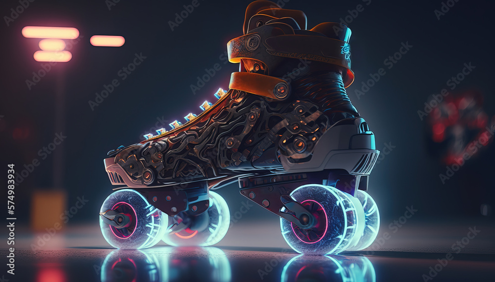 Generative AI, Roller skate in cyberpunk style, disco nostalgic 80s ...