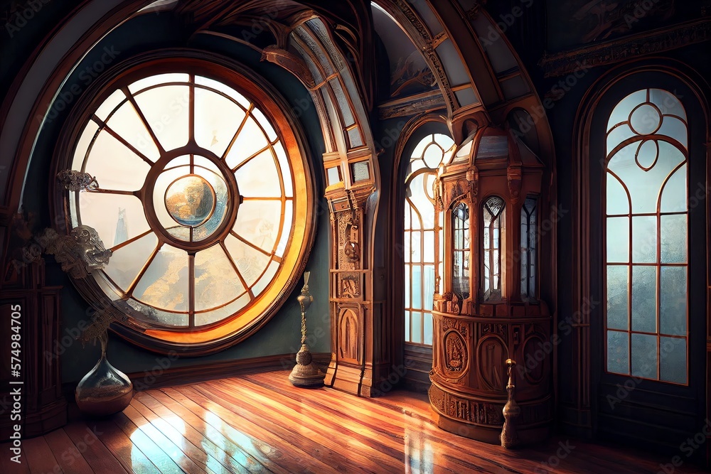 Steampunk Interior Design, Fantasy Retro Hall, In A Victorian House ...