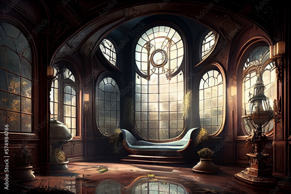 Steampunk Interior Design, Fantasy Retro Hall, In A Victorian House ...