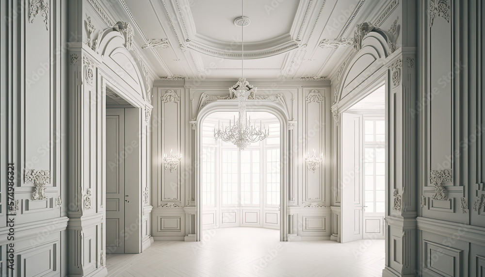 Beautiful luxurious empty hall, modern interior indoor background. AI ...