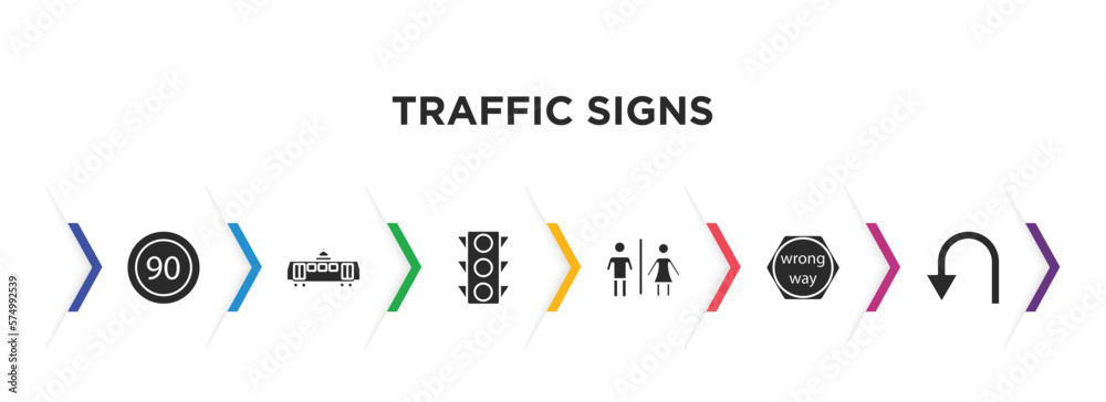 traffic signs filled icons with infographic template. glyph icons such ...