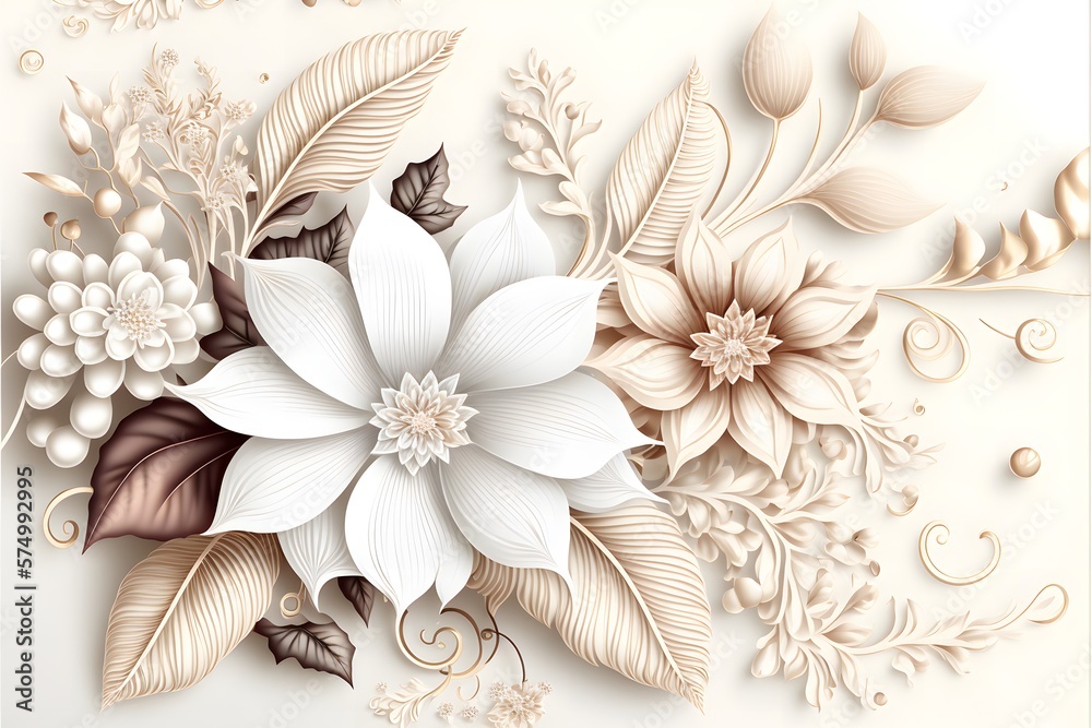 3d Floral pattern wallpaper design Stock Illustration | Adobe Stock