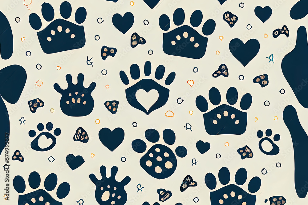 Seamless cat pattern withand balls. cat foot texture. Pattern with cat ...