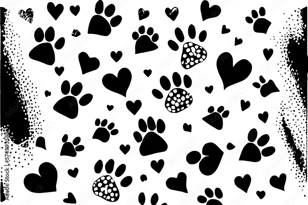 Seamless dog pattern with and balls. Cat foot texture. Pattern with ...