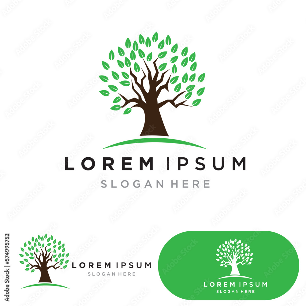 Tree logo icon vector illustration design.Vector silhouette of a tree ...