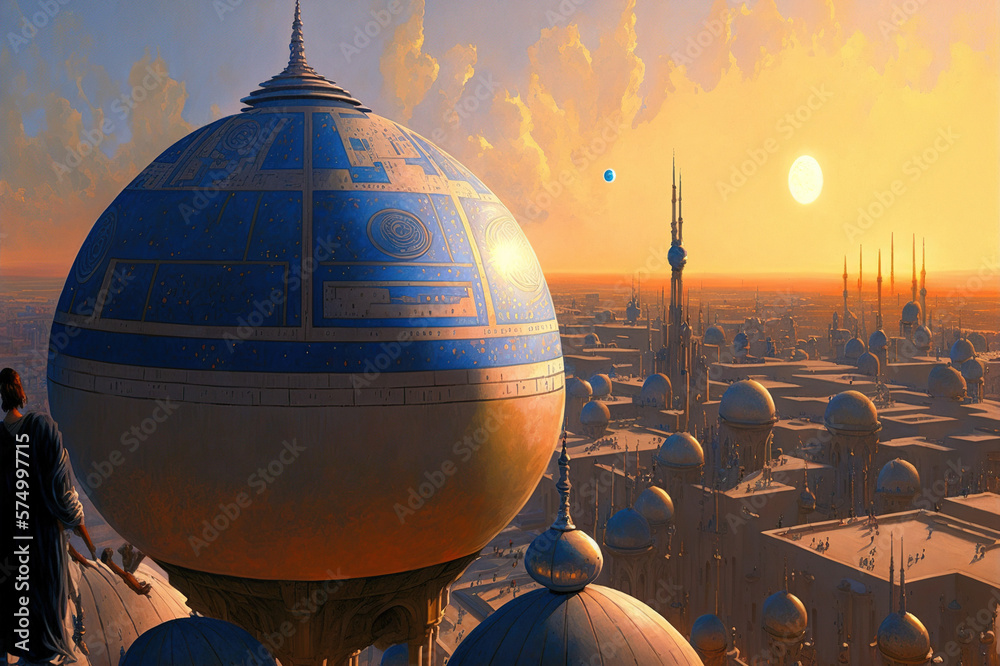 Sci-fi movie fantasy city building with outer star architecture from ...