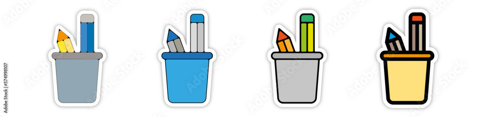 picto logo icones et symbole trace couleur crayon stylo et pot bureau ...