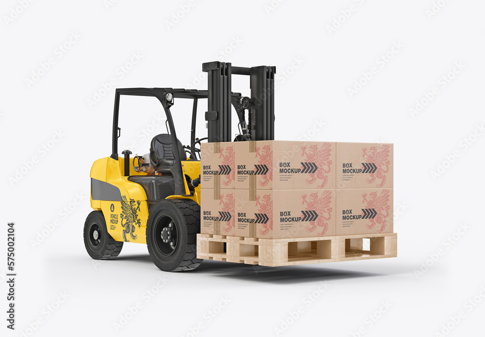 Forklift with Boxes Mockup Stock Template | Adobe Stock