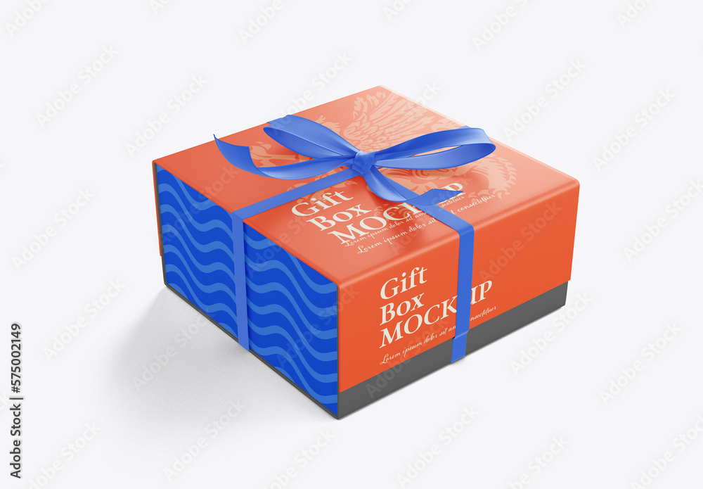 Gift Box Mockup with Bow Mockup Stock Template | Adobe Stock