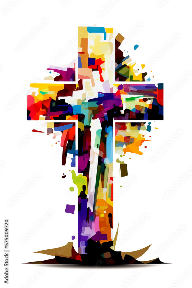 Abstract art. Colorful painting art of the cross. Jesus Christ ...