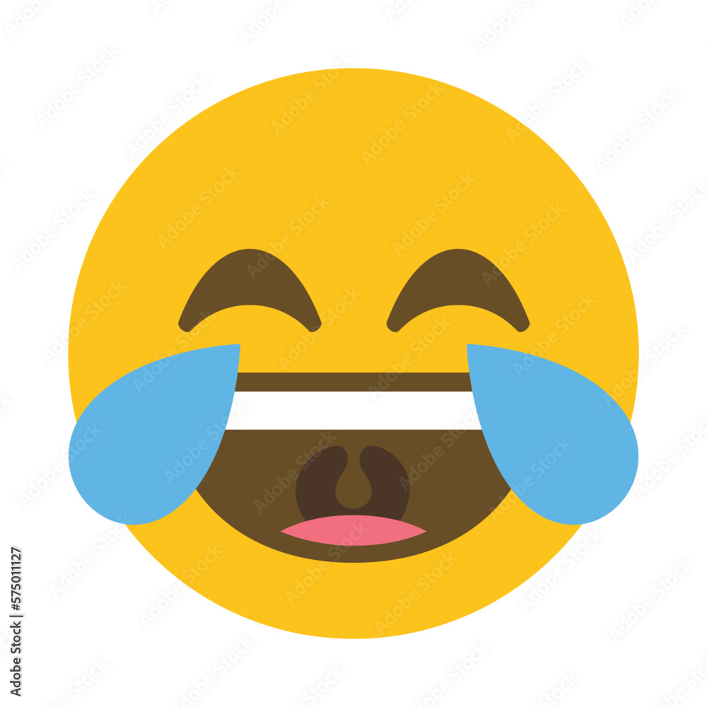 Face with Tears of Joy vector emoji design. Isolated yellow face with a ...