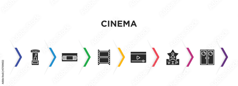 cinema filled icons with infographic template. glyph icons such as ...