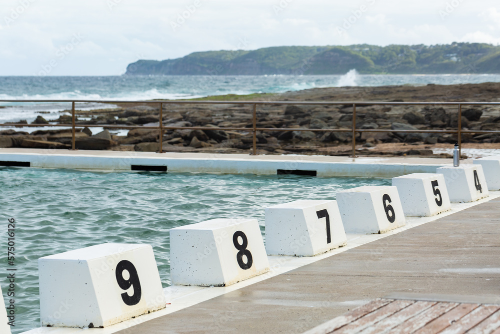 Numbered lane marker at ocean pool Stock Photo | Adobe Stock