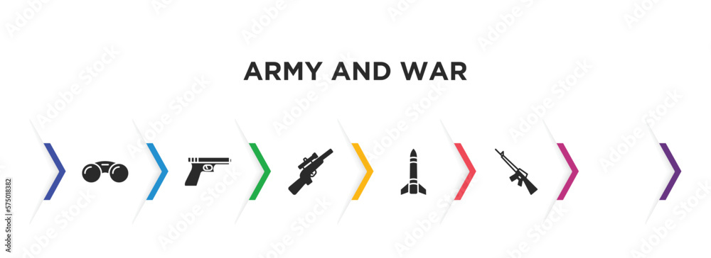 army and war filled icons with infographic template. glyph icons such ...