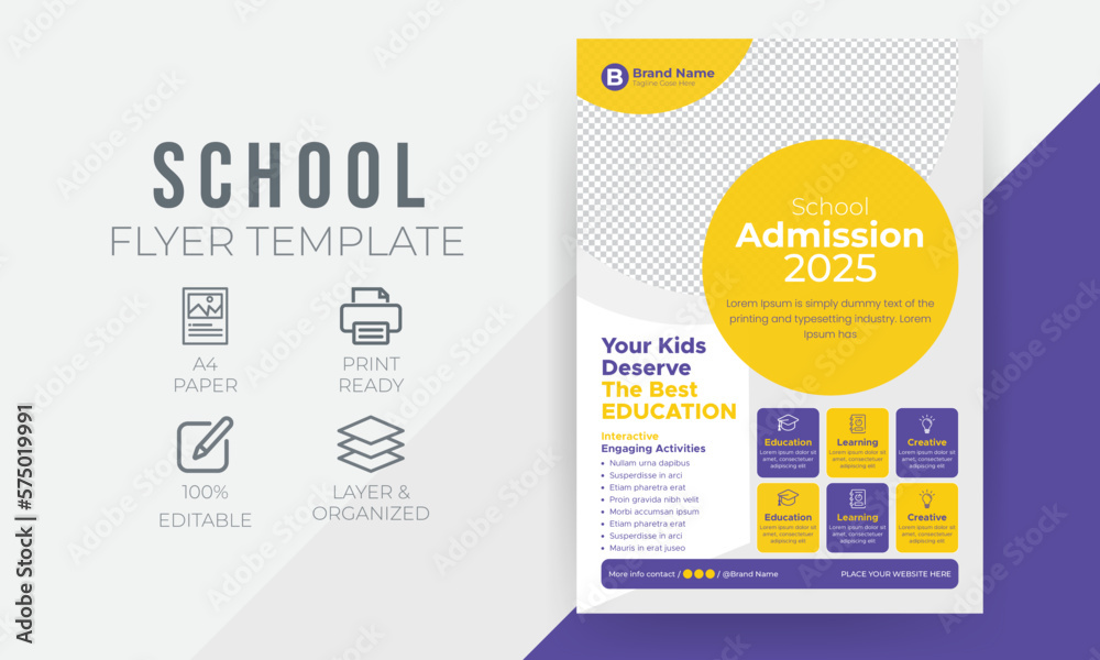 School admission flyer design, kids education leaflet brochure design ...