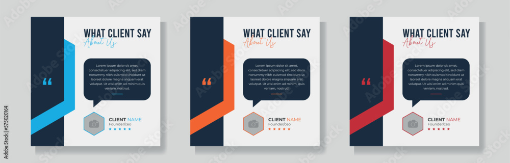 Set of client testimonials or review social media post design, client ...