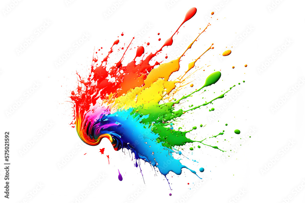 Abstract paint color splatter isolated on white background. Bunch of ...