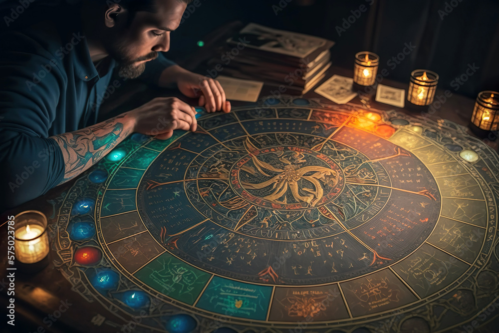 Astrologer calculates natal chart and makes a forecast. Generative AI ...