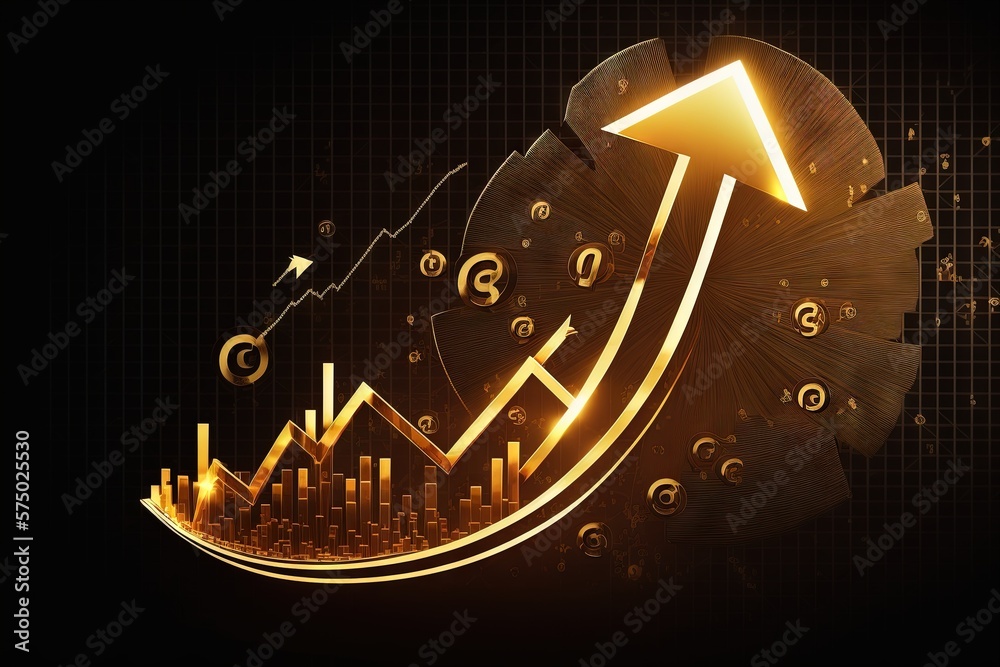 Growth business strategy arrow concept on success. AI generated art ...